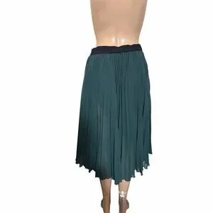 halogem | Skirts | Twotone Pleated Midi Skirt In Black And Light Mint ...
